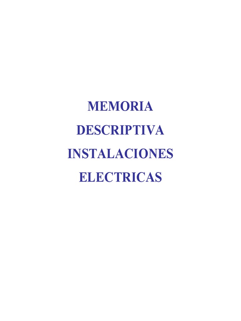 Memoria Descriptiva Instalaciones Electr | PDF | Enchufes y tomas de corriente alterna | Cobre