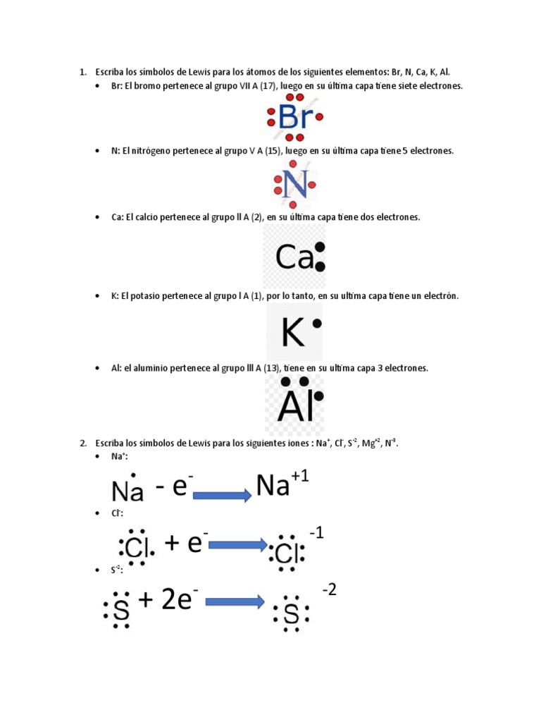Escriba Los Símbolos de Lewis para Los Átomos de Los Siguientes ...
