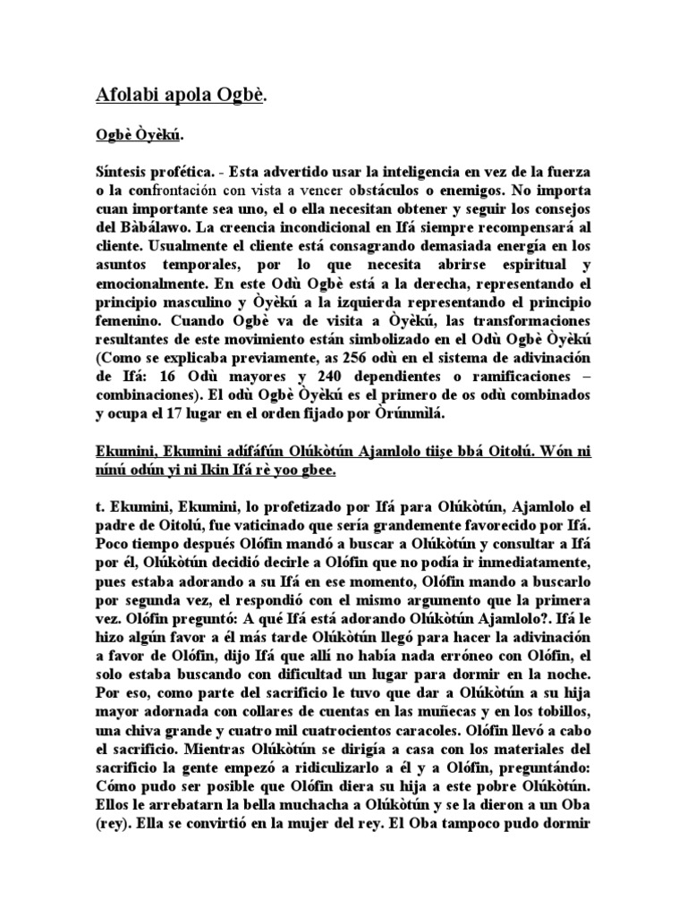 Afolabi Apola Ogbè | PDF | León | Religión y creencia