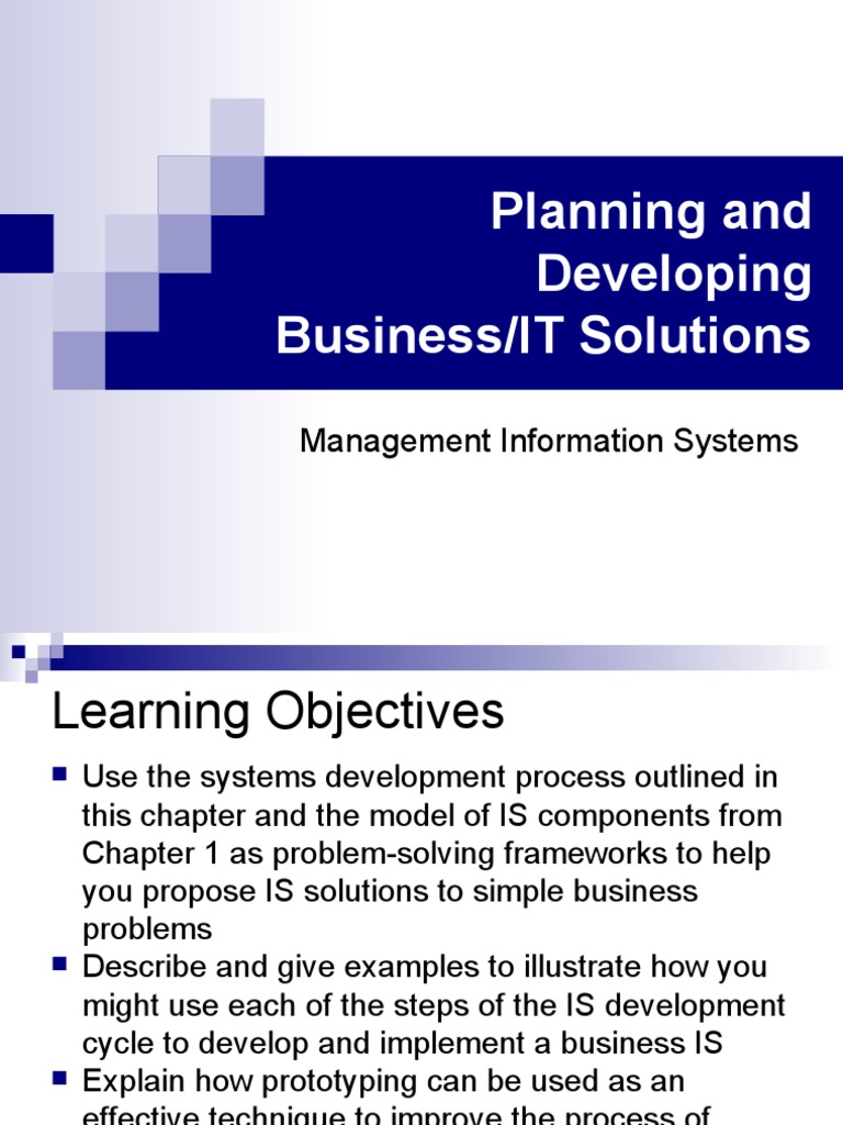 Planning and Developing Business/IT Solutions: Management Information ...