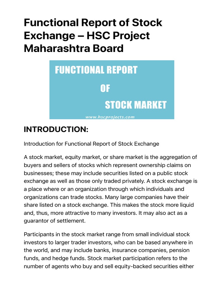 Functional Report of Stock Exchange | PDF | Stocks | Securities (Finance)