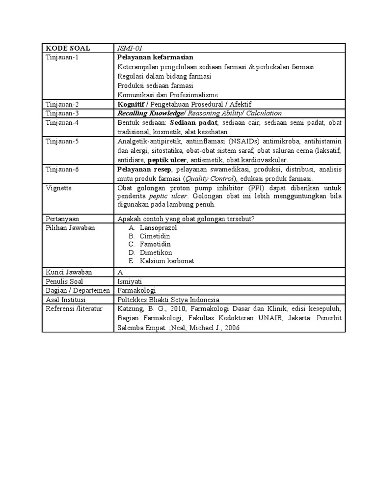 Soal Ukom Farkom Ismiyati Bsi 2 | PDF