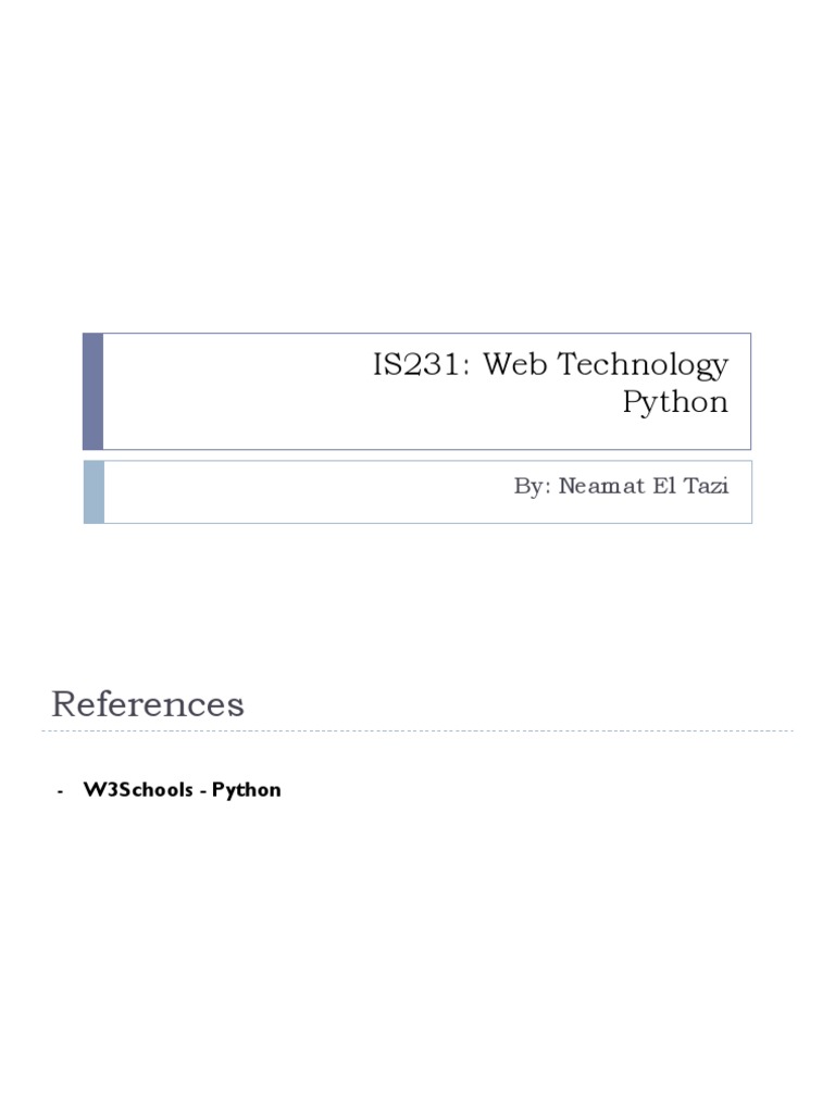 IS231: Web Technology Python: By: Neamat El Tazi | Download Free PDF ...