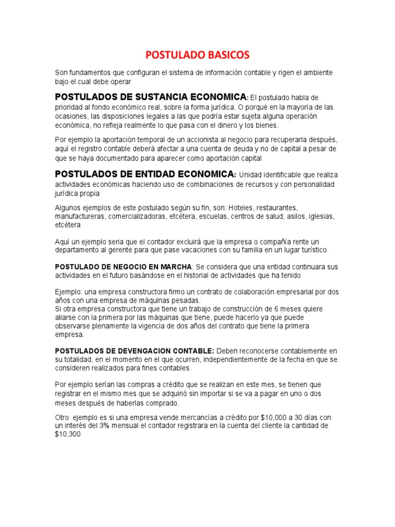 EJEMPLOS DE LOS POSTULADO BASICOS 2 Itzel | PDF | Empresas | Contabilidad
