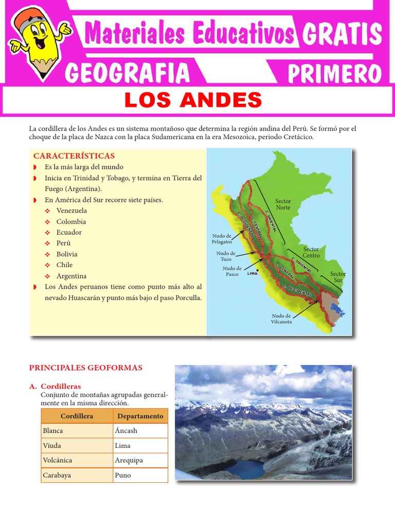 Los Andes para Primer Grado de Secundaria | PDF | Andes | Geografía Física