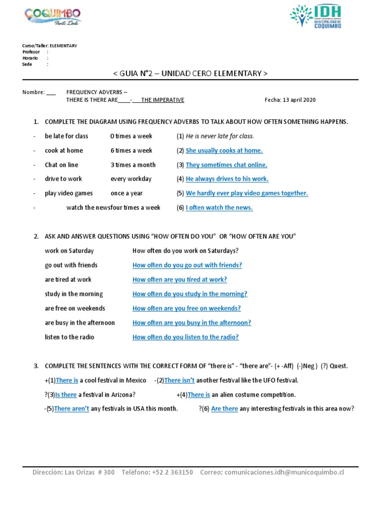 Unit0 - Freq Adv-There Is-Are - Imperatives | PDF