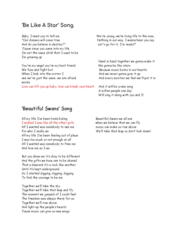 Be Like A Star' Song | PDF