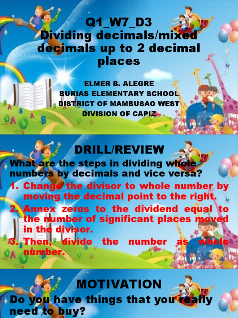 Q1 - W7 - MATH6 - D3 - Dividing Decimalsmixed Decimals Up To 2 Decimal ...