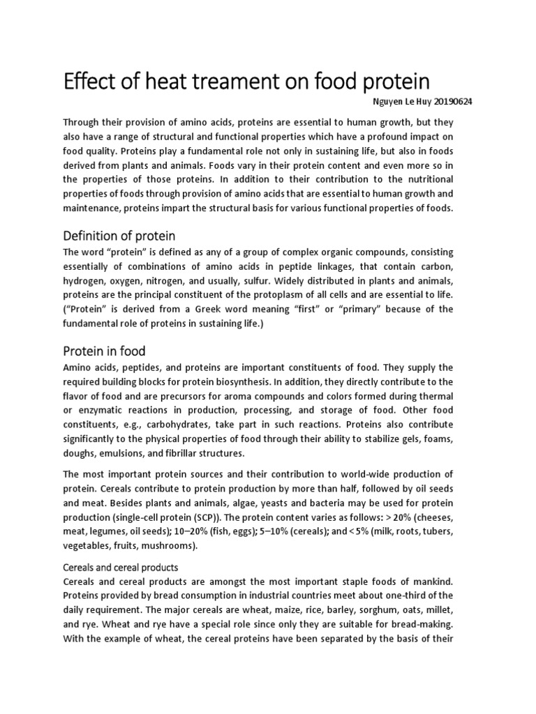 Protein Heat Treatment | PDF | Denaturation (Biochemistry) | Amino Acid