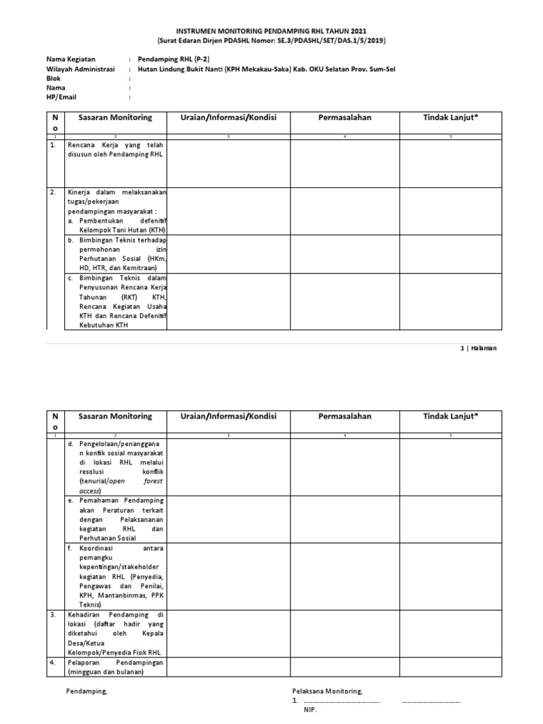 Instrumen Monitoring Pendamping P-2 OKUS | PDF