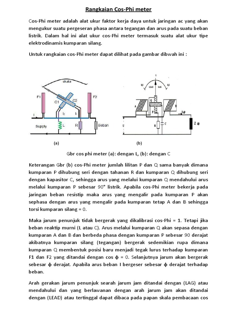 Rangkaian dan Fungsi Cos-Phi Meter | PDF