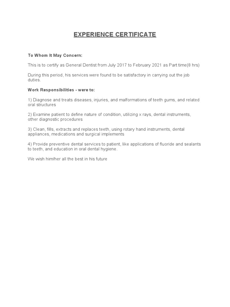 Experience Certificate | PDF