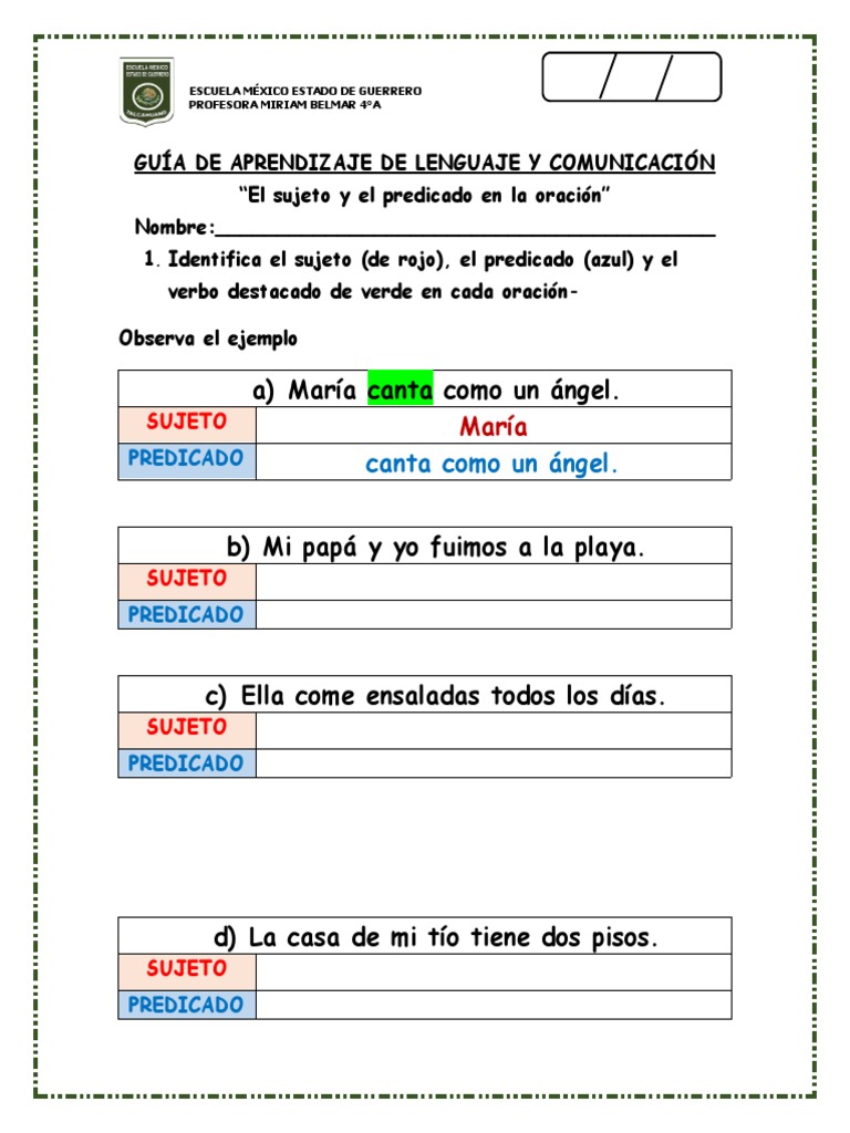 Sujeto y Predicado en Oraciones | PDF