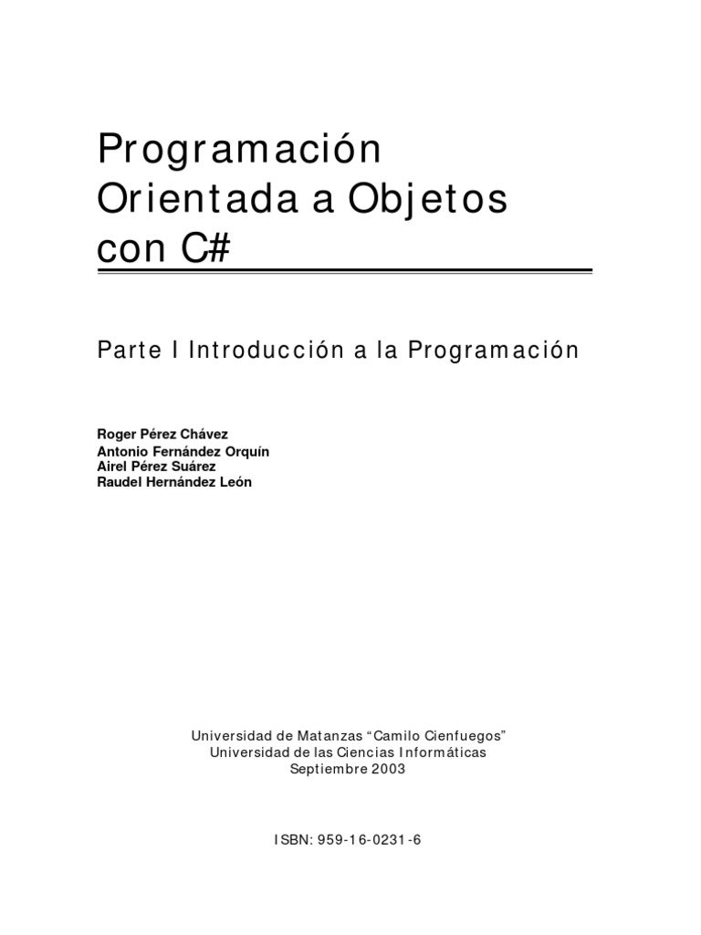 Programación Orientada A Objetos en C# | PDF | Objeto (informática ...