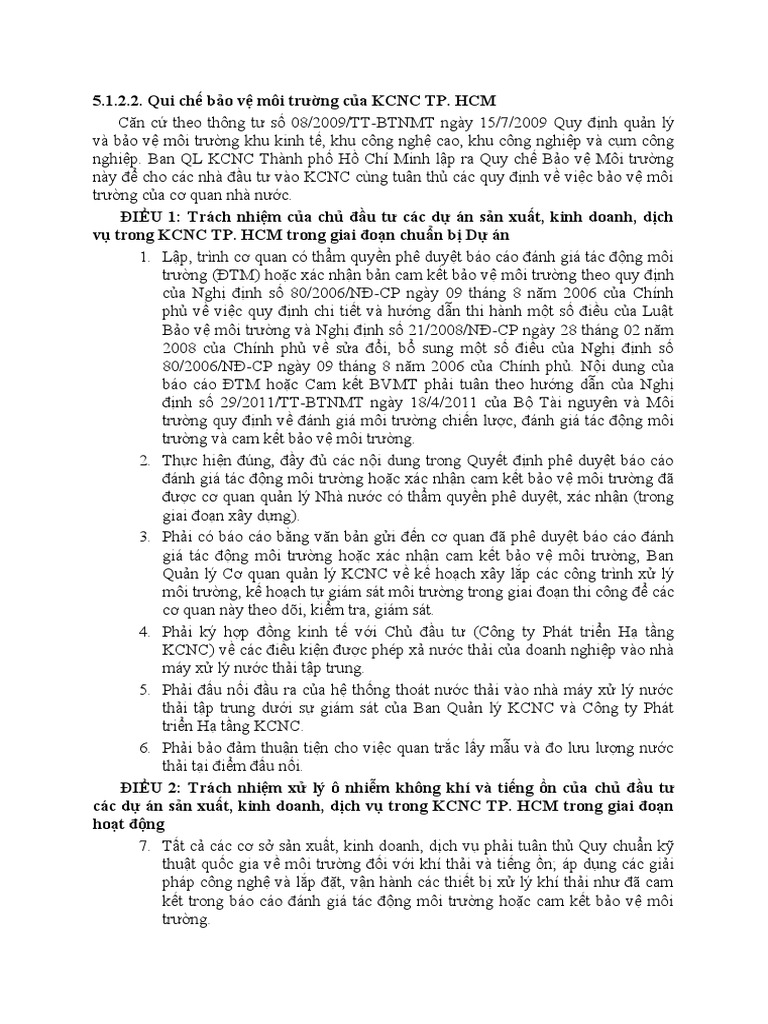 Quy Che Bao Ve MT Cho KCN | PDF