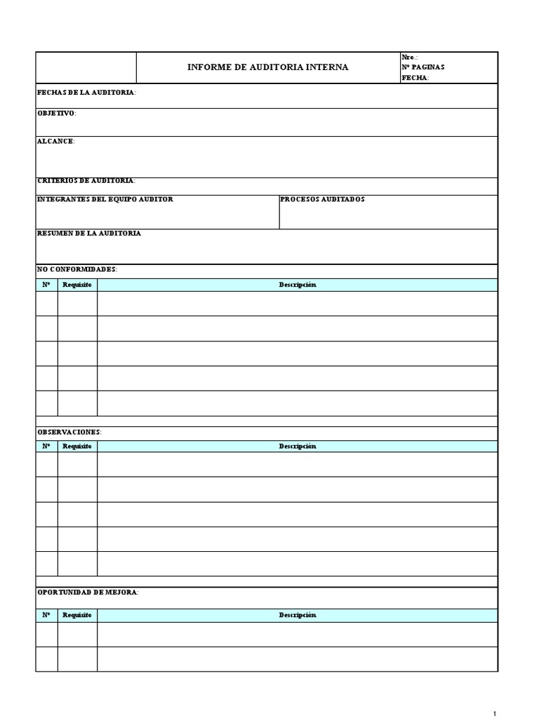 FORMATO - Informe de Auditoria SGA | PDF