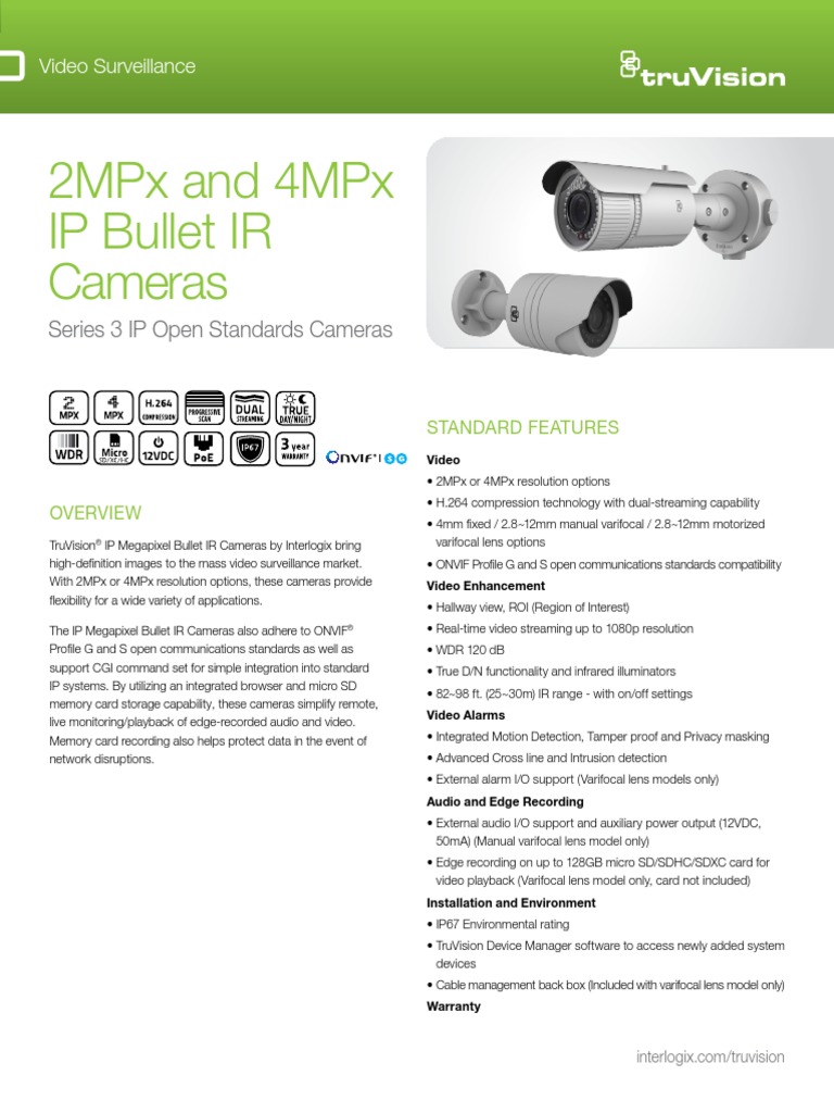2Mpx and 4Mpx Ip Bullet Ir Cameras | PDF | Closed Circuit Television ...