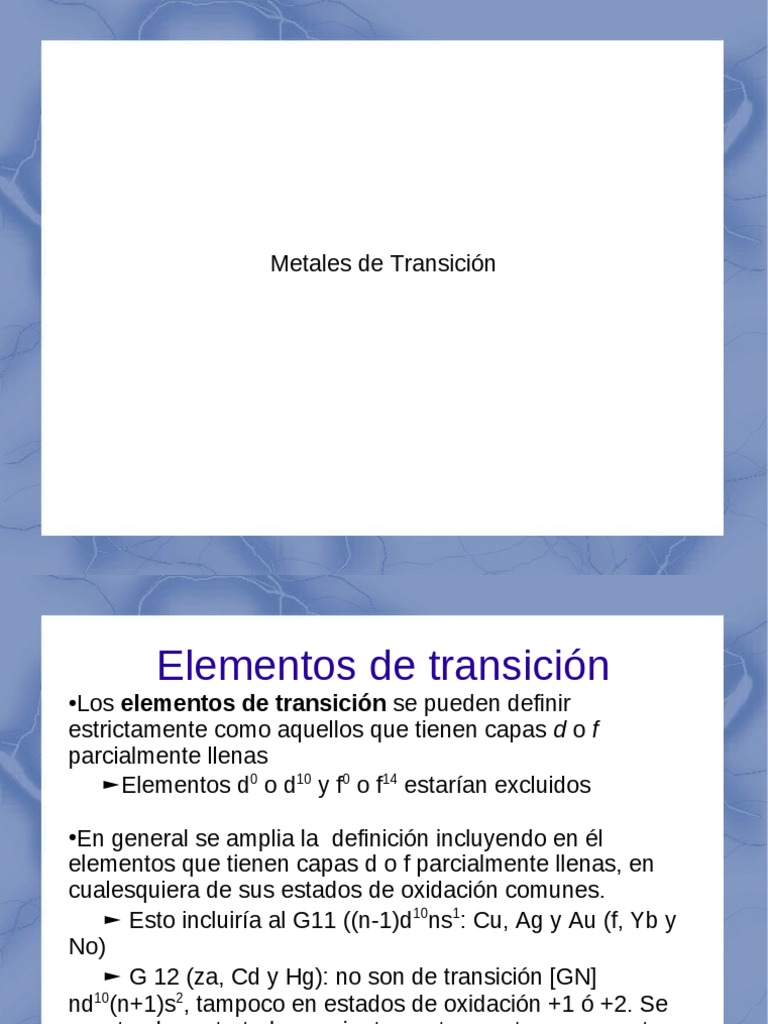 Elementos de transición: propiedades y aplicaciones de los metales de ...