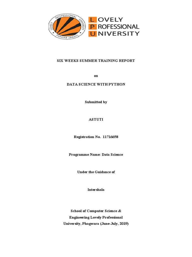 Six Weeks Summer Training Reportpdf | PDF | Dependent And Independent ...