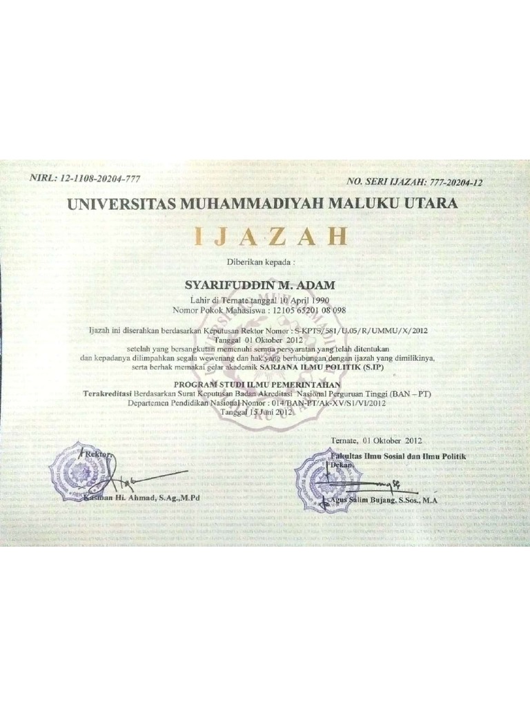 Ijazah S1 | PDF