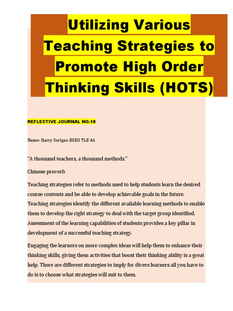 Enhancing HOTS Through Teaching Strategies | PDF