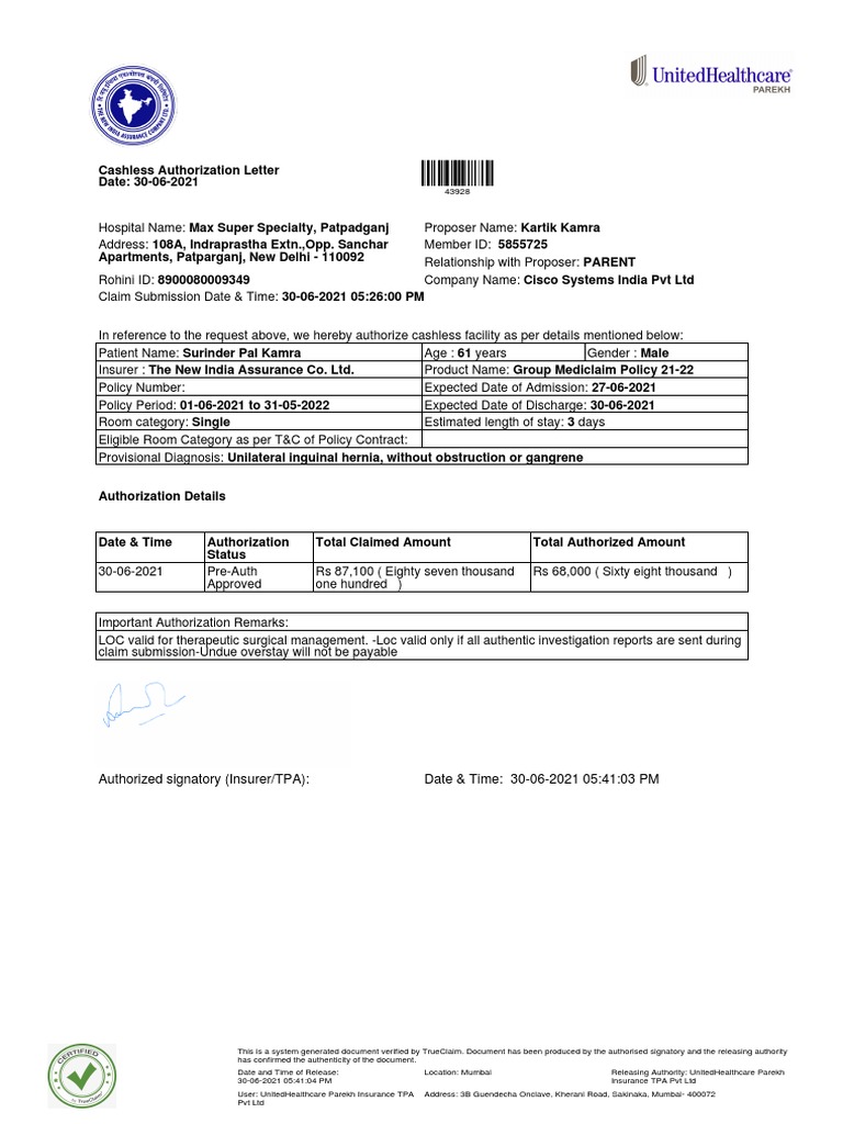 Pre-Auth Approval | PDF | Insurance | Medicine