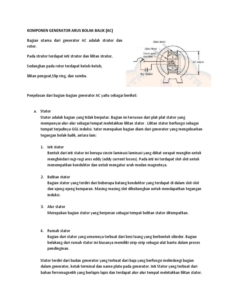 Komponen Utama Generator AC | PDF