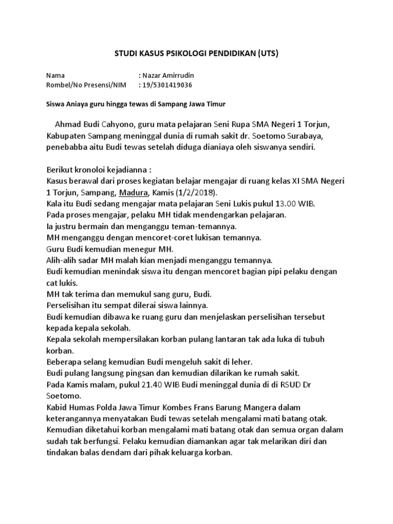 Studi Kasus Psikologi Pendidikan | PDF