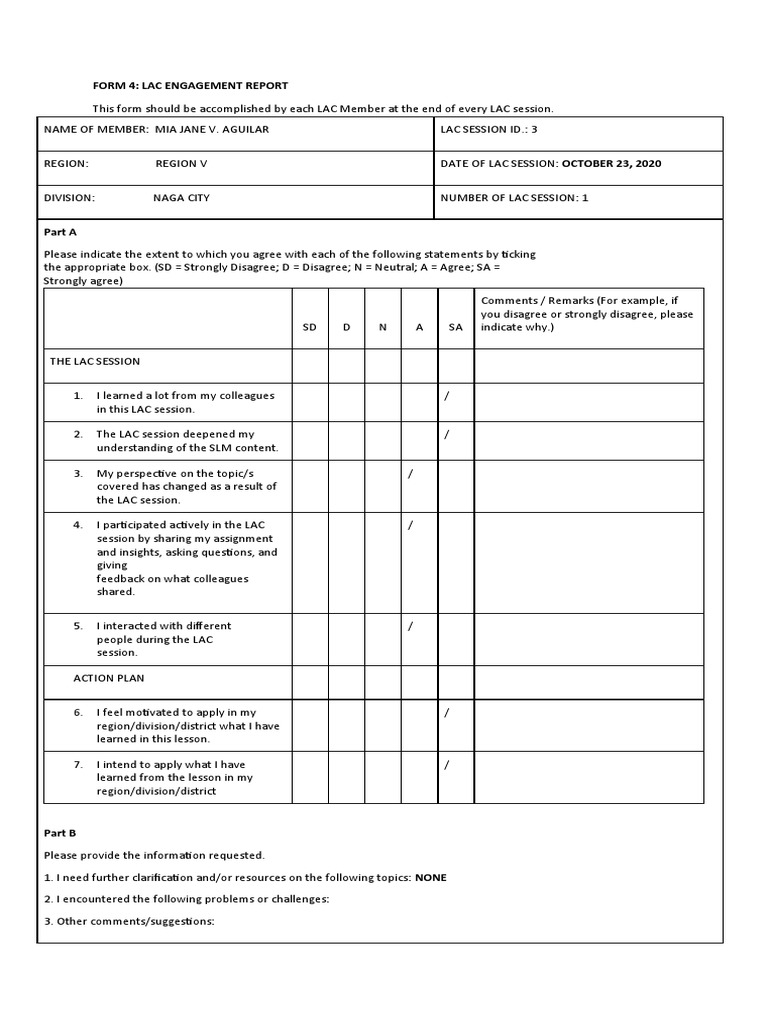 FORM 4 ENGAGEMENT FORM F | PDF | Applied Psychology | Behavior Modification