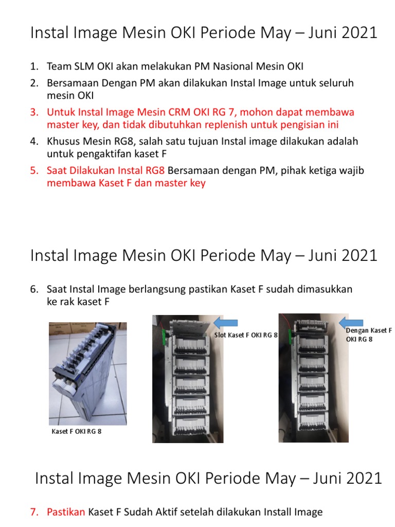 Instal Image CRM Mesin OKI Periode May - Juni 2021 Aktivasi Kaset F | PDF