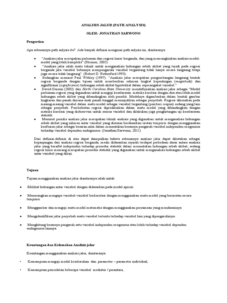 Definisi dan Tujuan Analisis Jalur | PDF