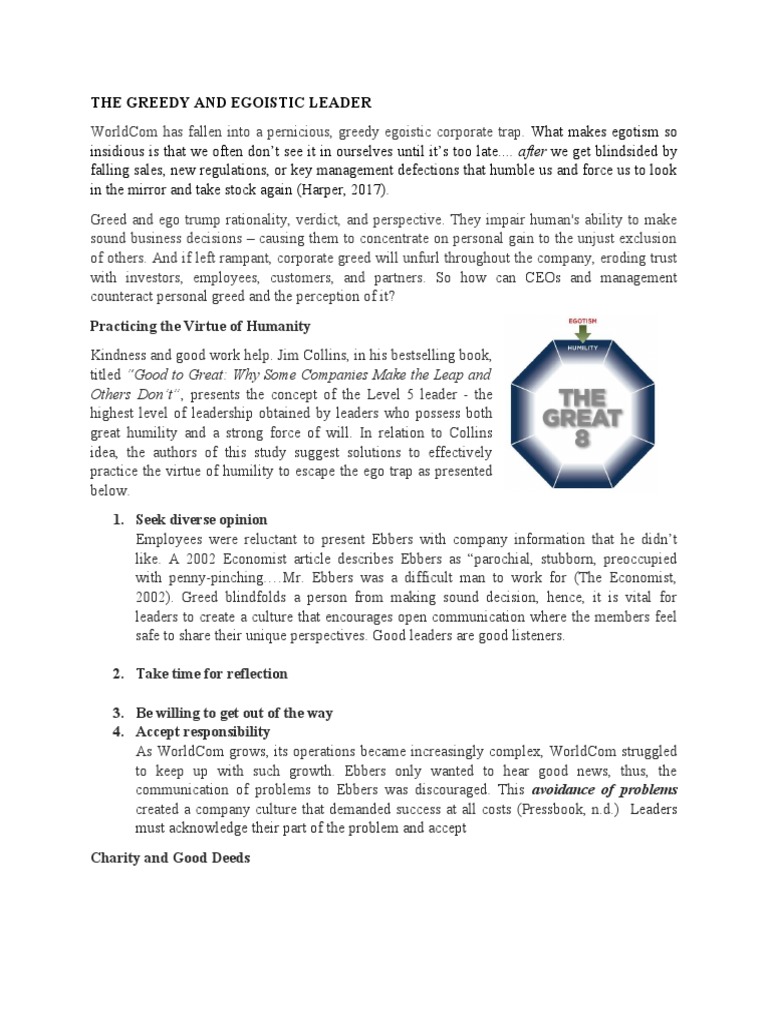 The Greedy and Egoistic Leader | PDF | Leadership | Internal Control