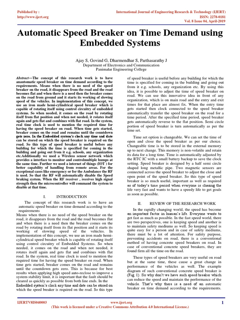 Automatic Speed Breaker On Time Demand Using Embedded Systems | PDF | Computer Architecture ...