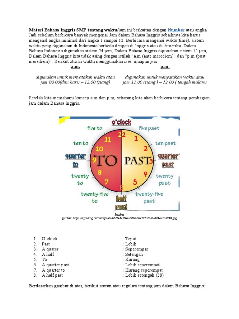 Materi Telling Time dalam Bahasa Inggris | PDF