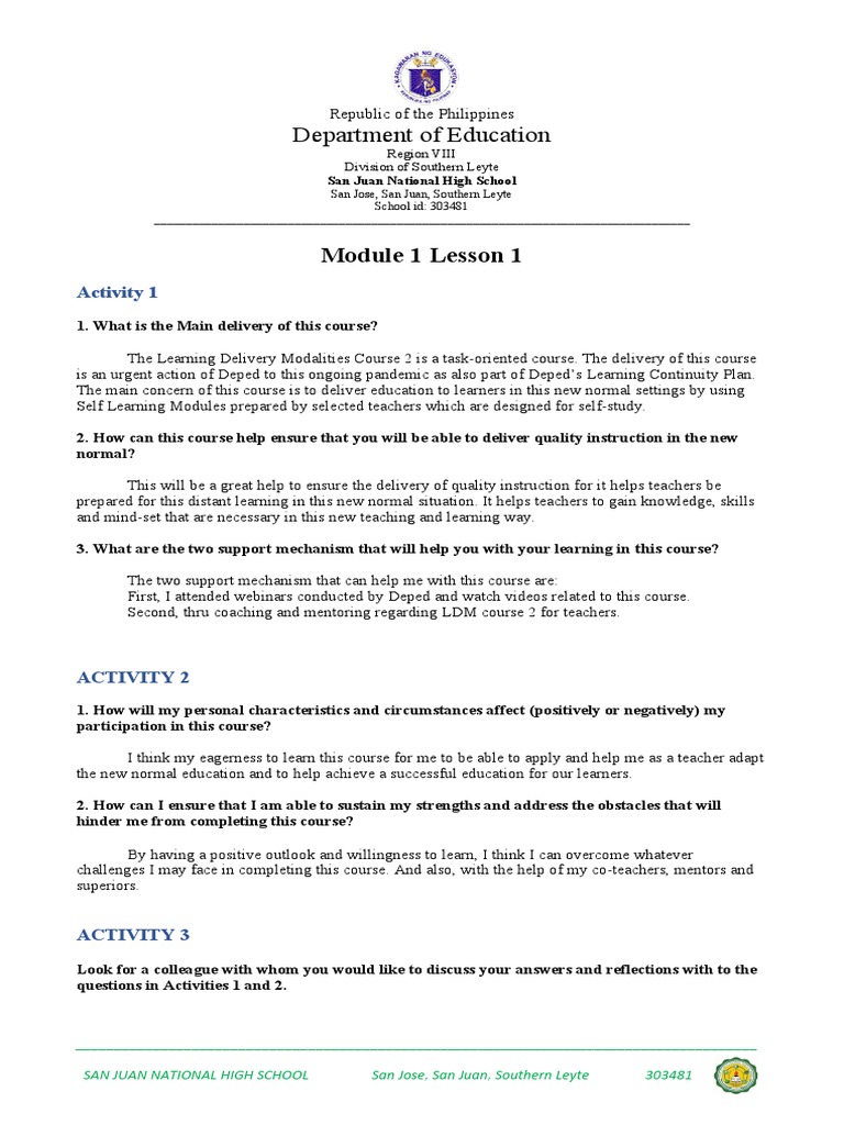 Department of Education: Module 1 Lesson 1 | Download Free PDF ...