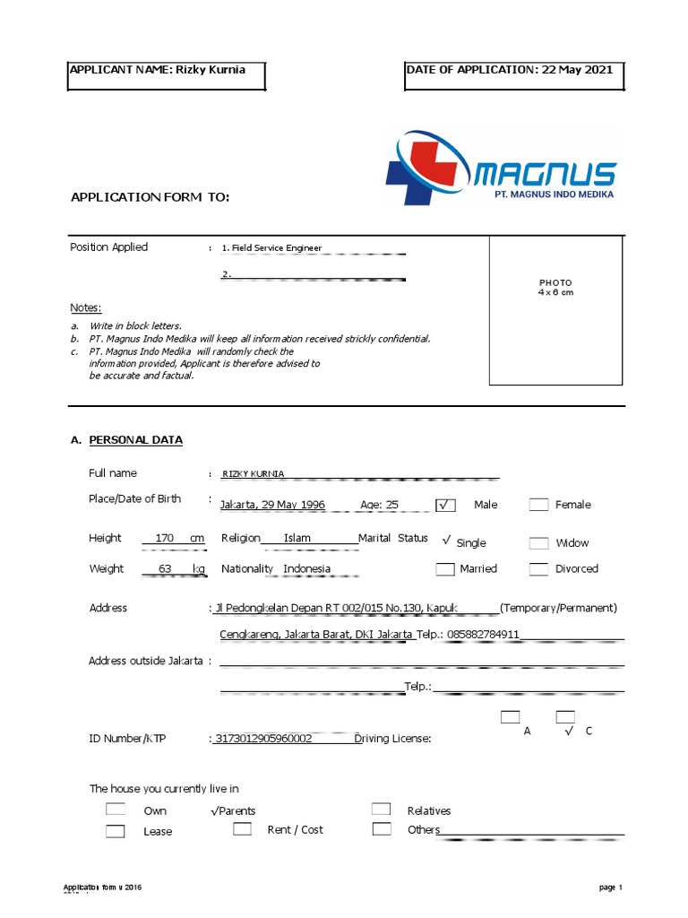 Application Form Magnus | PDF | Business