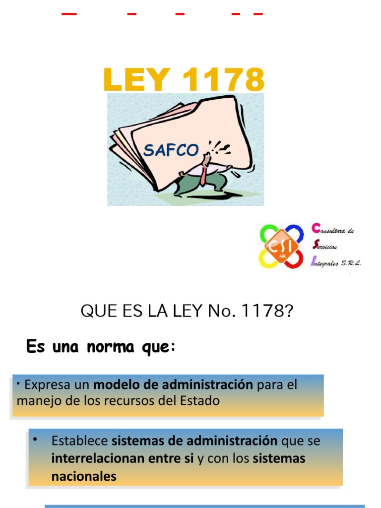 Sistemas de la Ley 1178 en Bolivia | PDF | Presupuesto | Administración ...