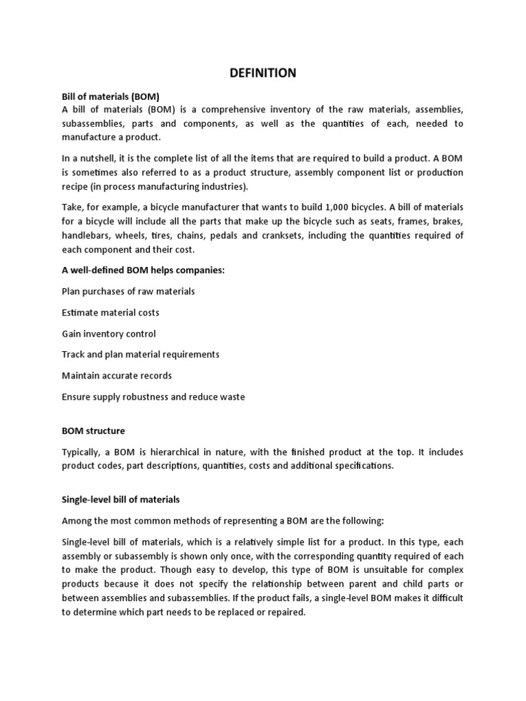 Understanding Bill of Materials (BOM) | PDF | Production And ...