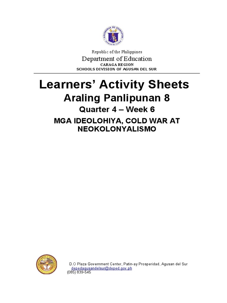 Learners' Activity Sheets: Araling Panlipunan 8 | PDF