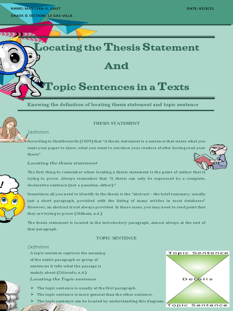 Thesis and Topic Sentence Locations | PDF | Language Arts & Discipline ...