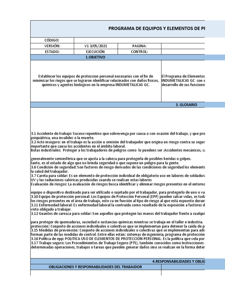 Programa de Epp.. | PDF | Soldadura | Construcción