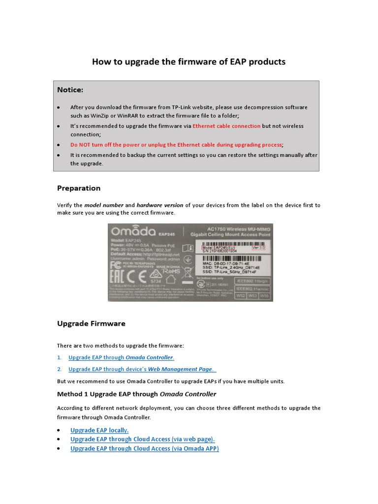 How To Upgrade The Firmware of EAP Products | PDF | World Wide Web ...