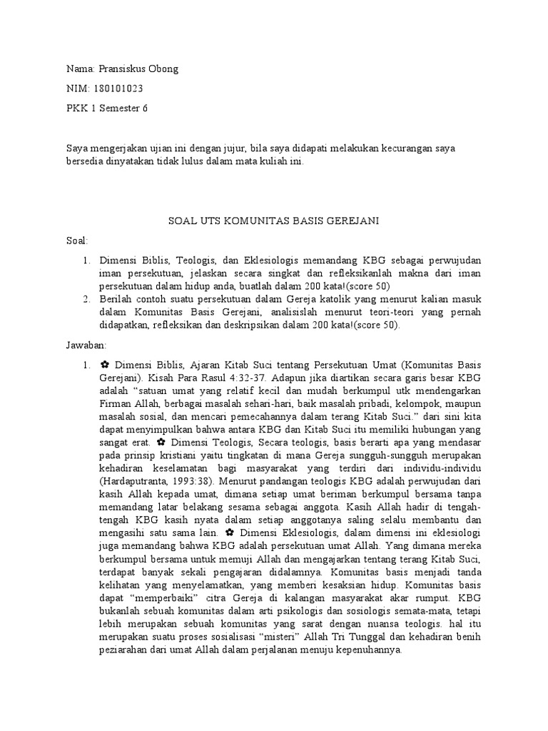 Refleksi Iman dalam Komunitas Gerejani | PDF | Agama & Spiritualitas