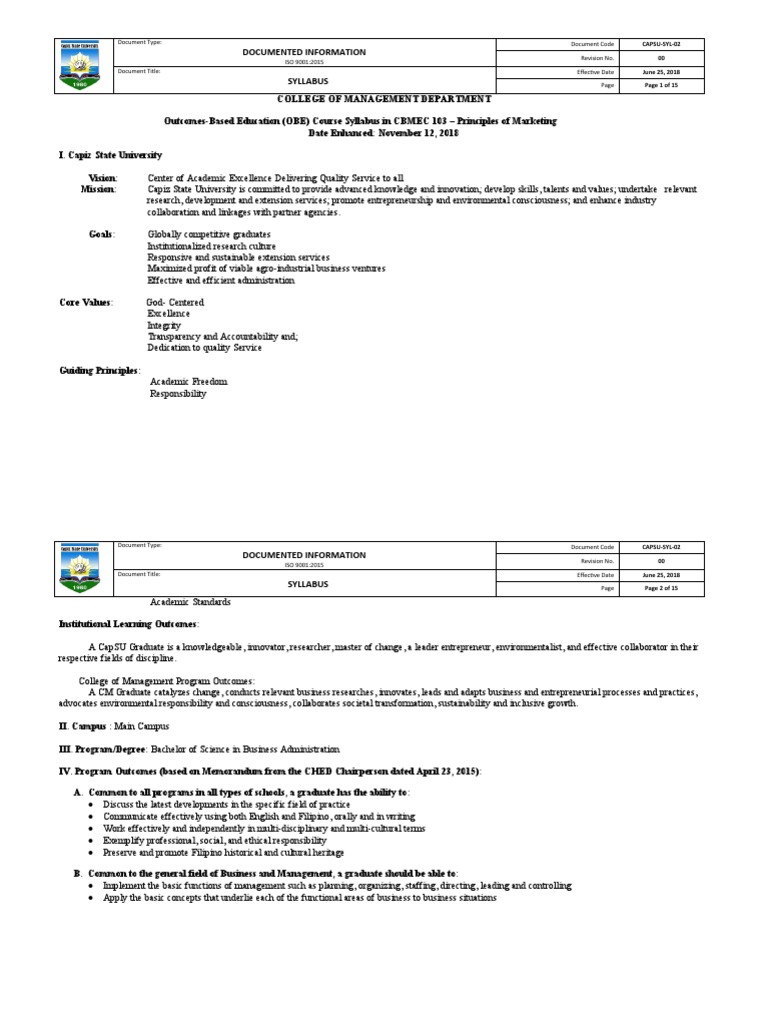 Document Type: Document Code Revision No. Document Title: Effective ...