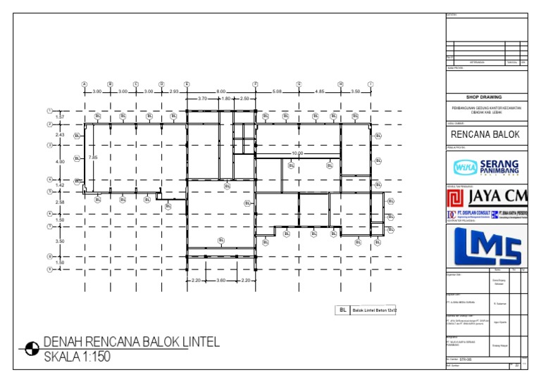 Denah Rencana Balok Lintel SKALA 1:150 | PDF