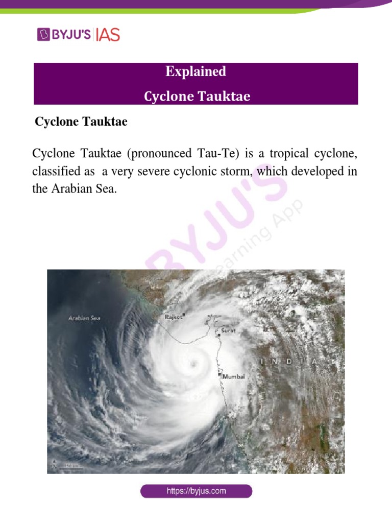 BYJUS IAS Explaned - Cyclone Tauktae | PDF | Tropical Cyclones | Storm ...