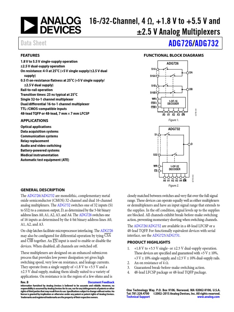 ADG726 - 732 Analog Multiplexers | PDF | Electrical Engineering ...