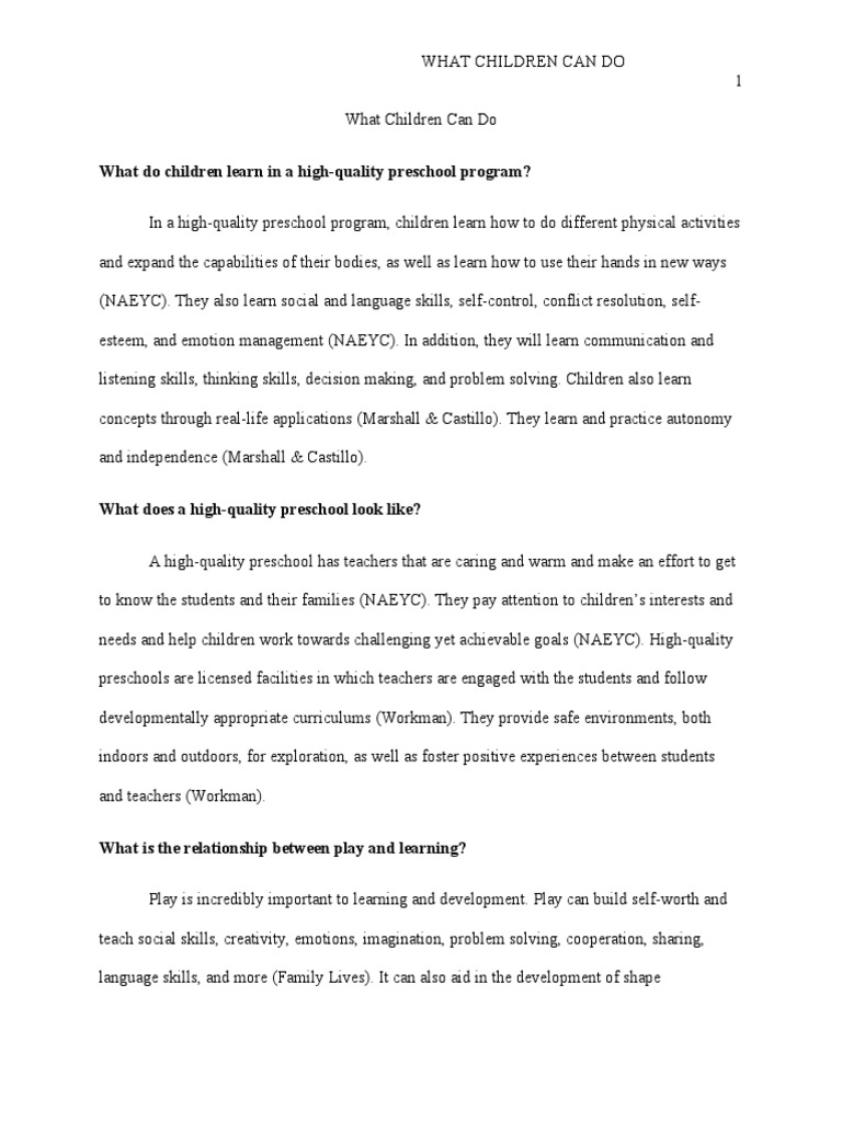 What Children Can Do | PDF | Preschool | Early Childhood Education
