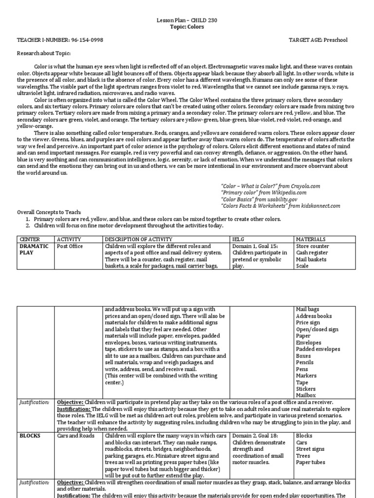 Lesson Plan | PDF | Electromagnetic Spectrum | Color