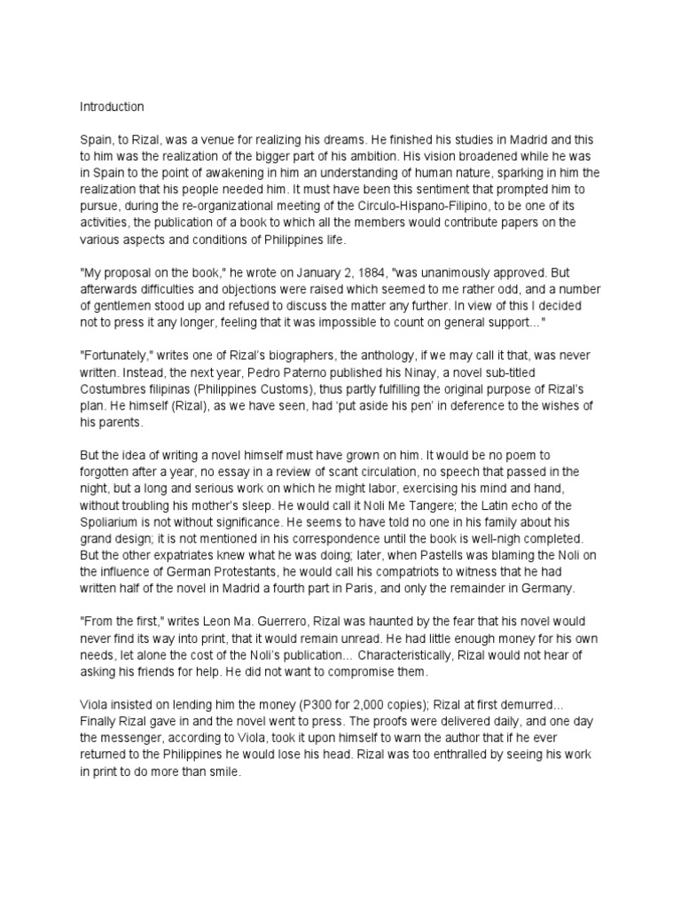Noli Me Tangere - Introduction | PDF